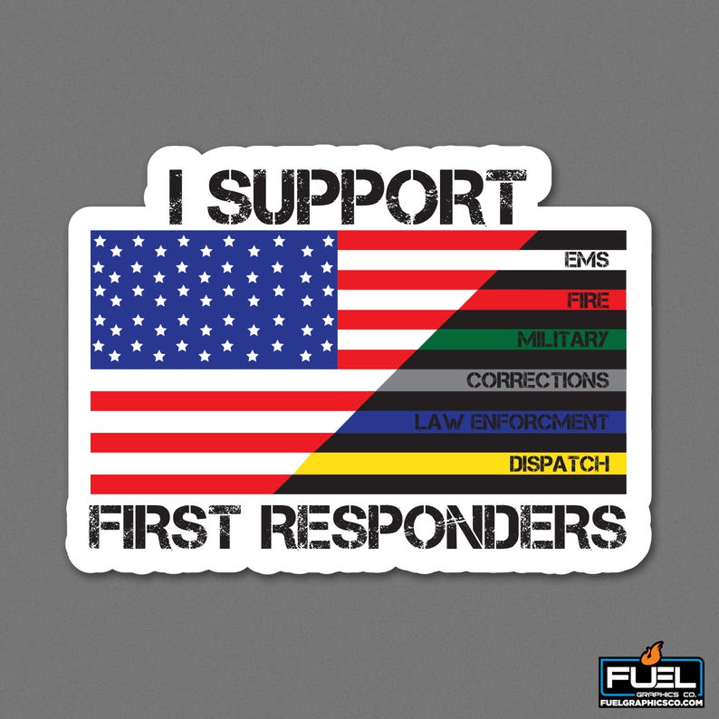 I Support First Responders Flag Vinyl Decal - Etsy
