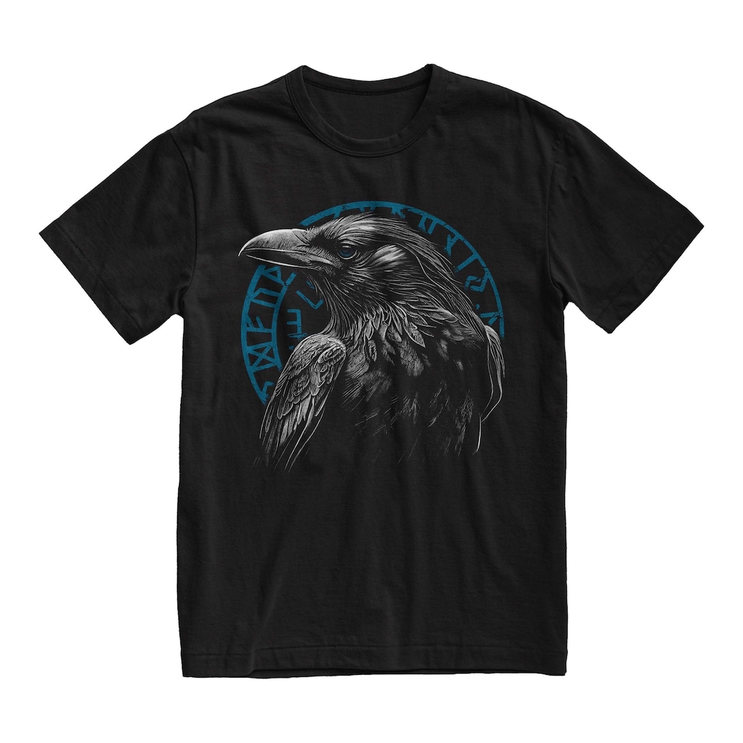 Black Raven and Viking Rune Tshirt, Norse Mythology Shirt, Mens Gym ...