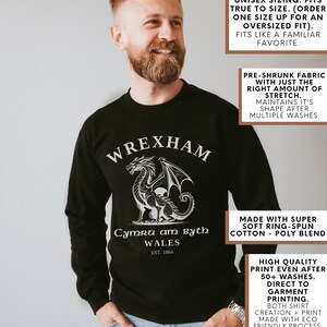 Wrexham Wales Sweatshirt, Welsh Flag, Welsh Dragon, Vintage UK Hoodie, College Shirt, Wales ...