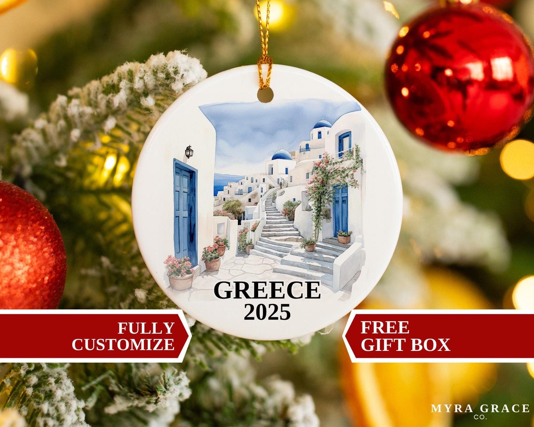 Greece Christmas Ornament, Greece Ornament, Christmas Ornaments, Greece ...