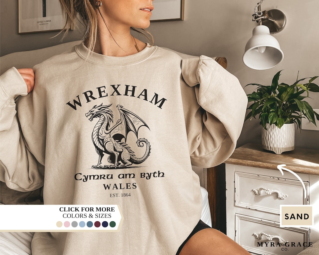 Wrexham Wales Sweatshirt, Welsh Flag, Welsh Dragon, Vintage UK Hoodie ...