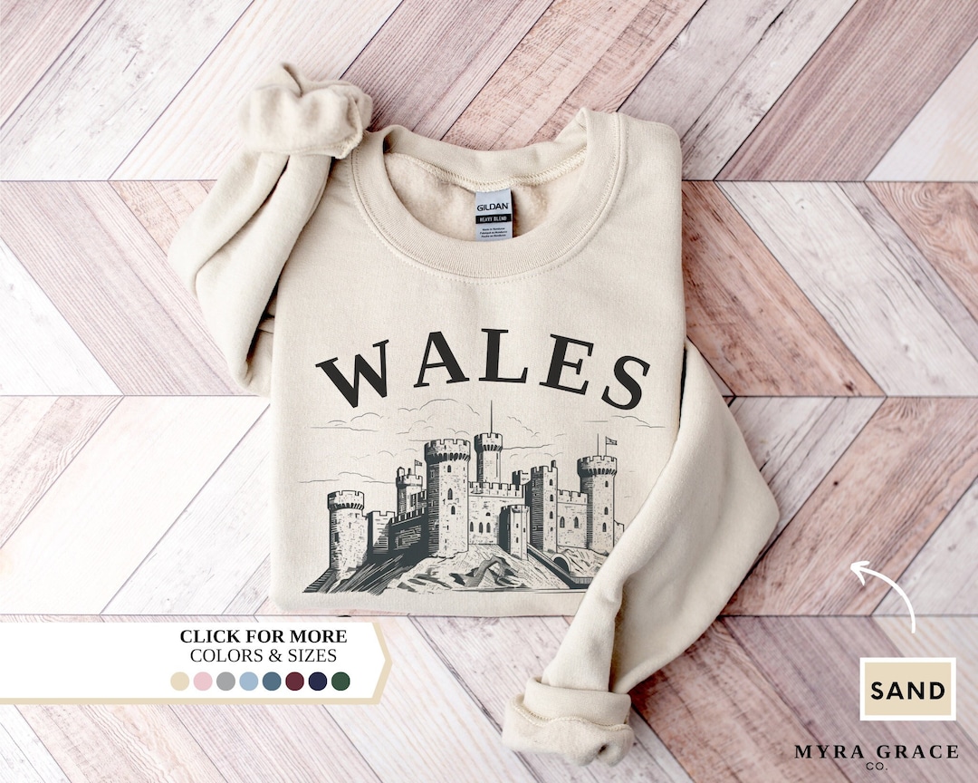 Wales Sweatshirt, Welsh Flag, Welsh Castle, Vintage UK Hoodie, College ...