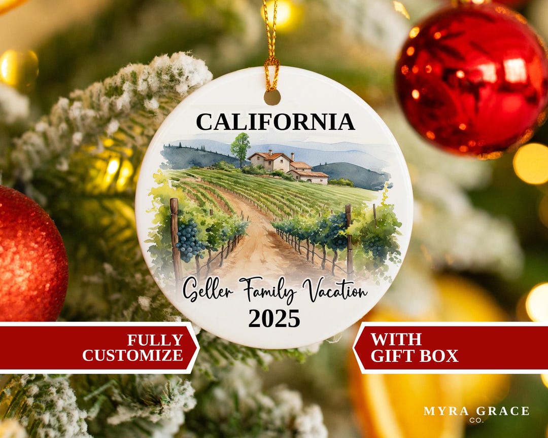 California Vacation Ornament, California Bauble, Christmas Ornaments ...