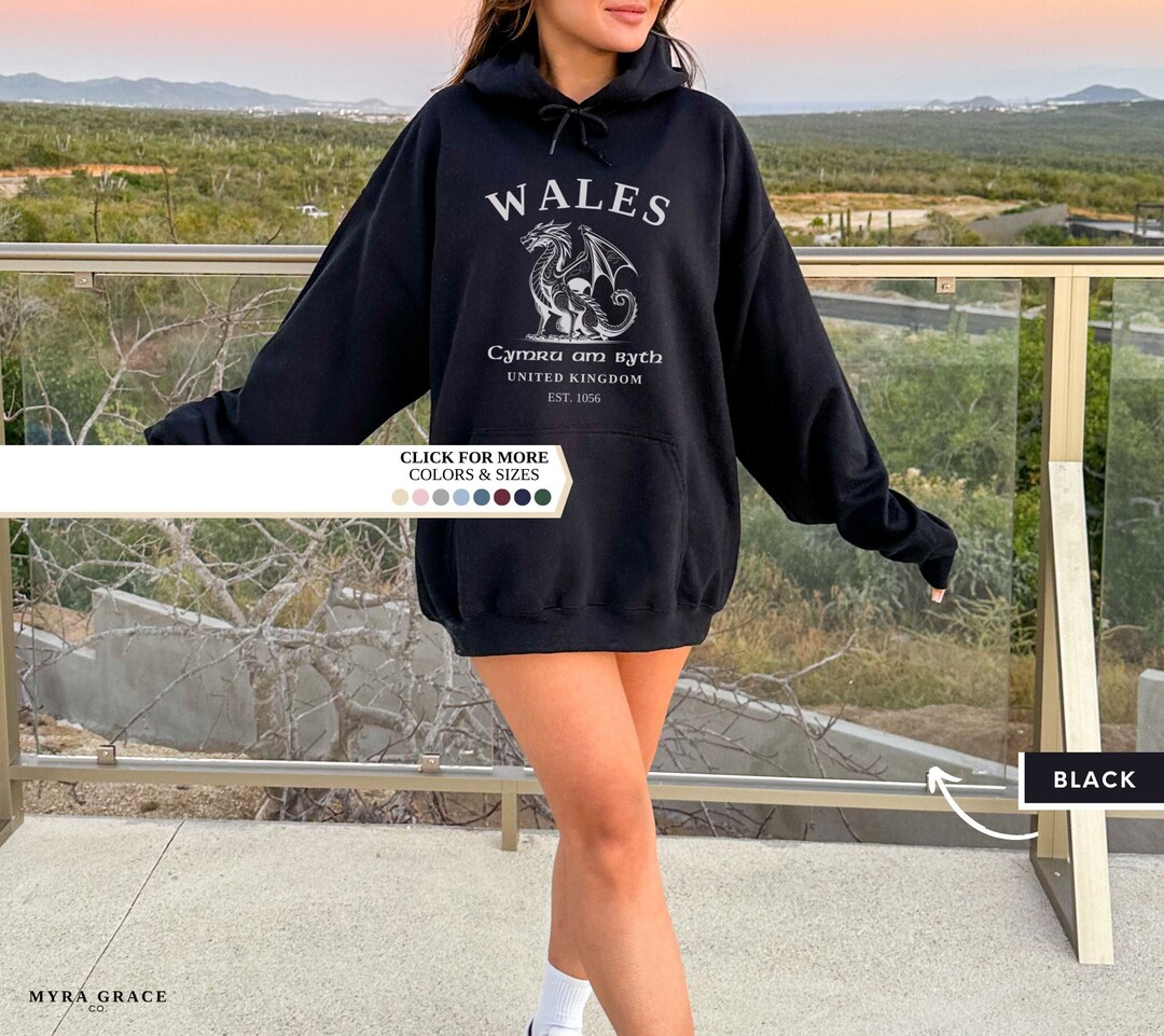 Wales Hoodie, Welsh Flag, Welsh Dragon, Vintage UK Hoodie, College ...