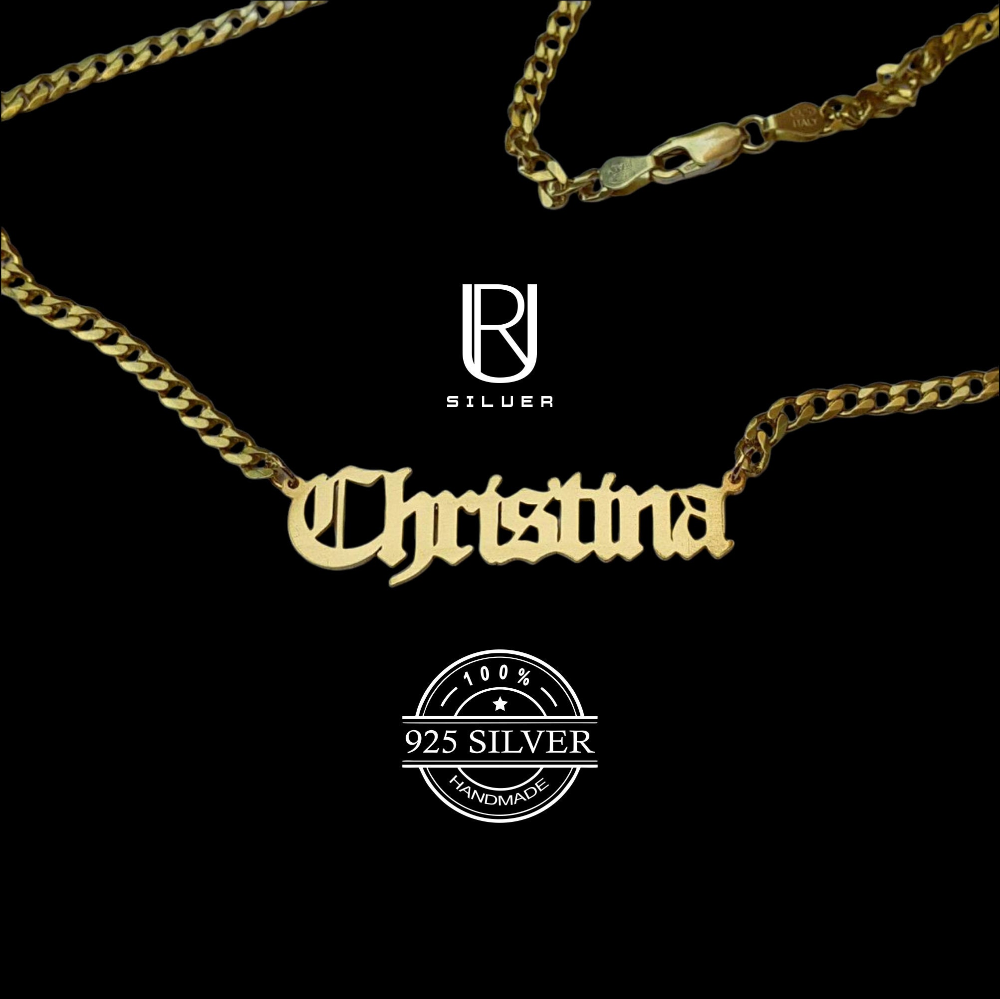 Silver Name Necklace Cuban Chain Necklace Personalized | Etsy