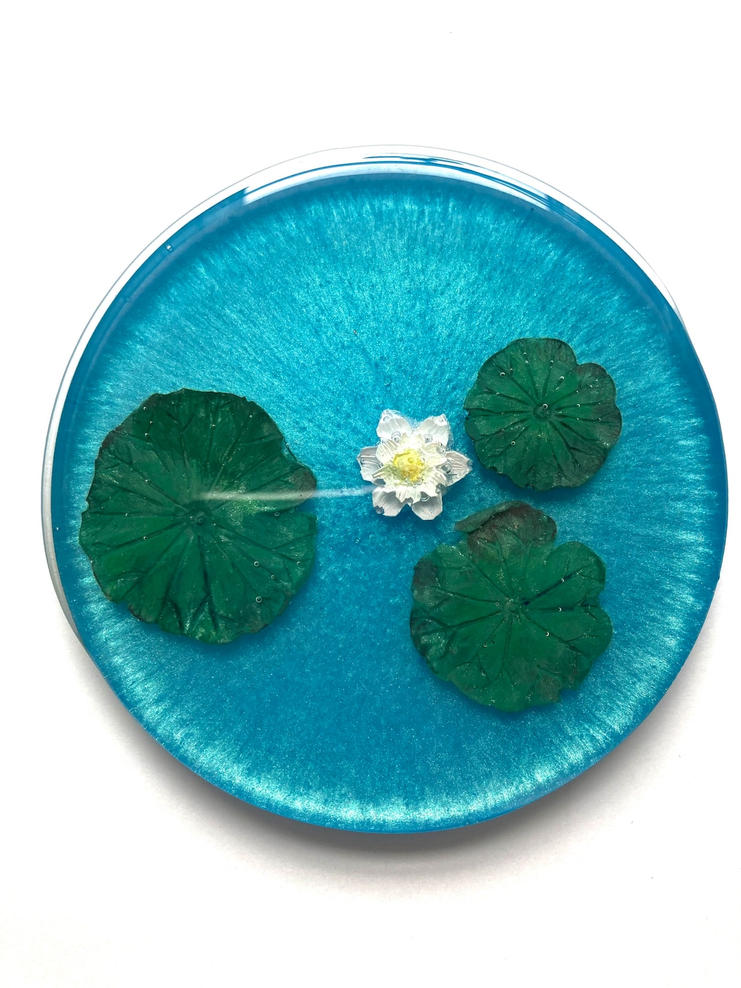 Lotus Flower Resin Coaster: Lily Pad Lake Decor - Etsy
