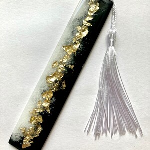 Black & White Geode Resin Bookmarks | Gold Leaf Resin Bookmark | Gift ...