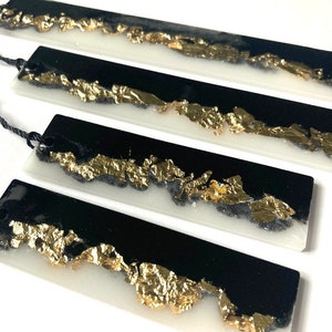 Black & White Geode Resin Bookmarks | Gold Leaf Resin Bookmark | Gift ...