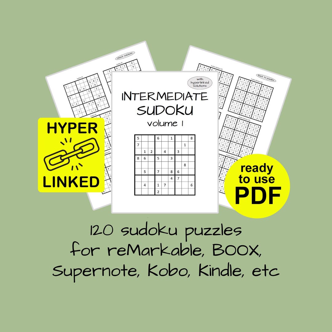 120 Sudoku With Hyperlinked Solutions, PDF for Remarkable, Supernote ...