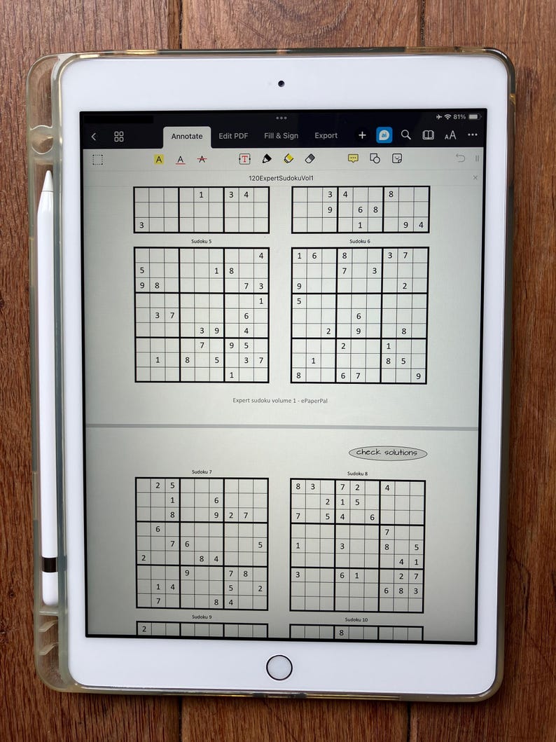 120 Sudoku With Hyperlinked Solutions, PDF for Remarkable, Supernote ...