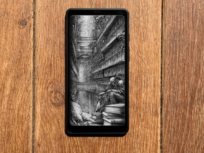 Screensaver for Boox Palma Wallpaper, Horror Library Lockscreen, Creepy ...