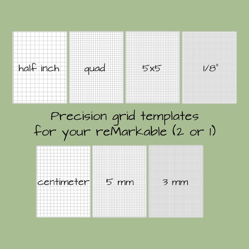 Graph Grid Template Bundle for Remarkable, 7 Sizes Precision Drawing ...
