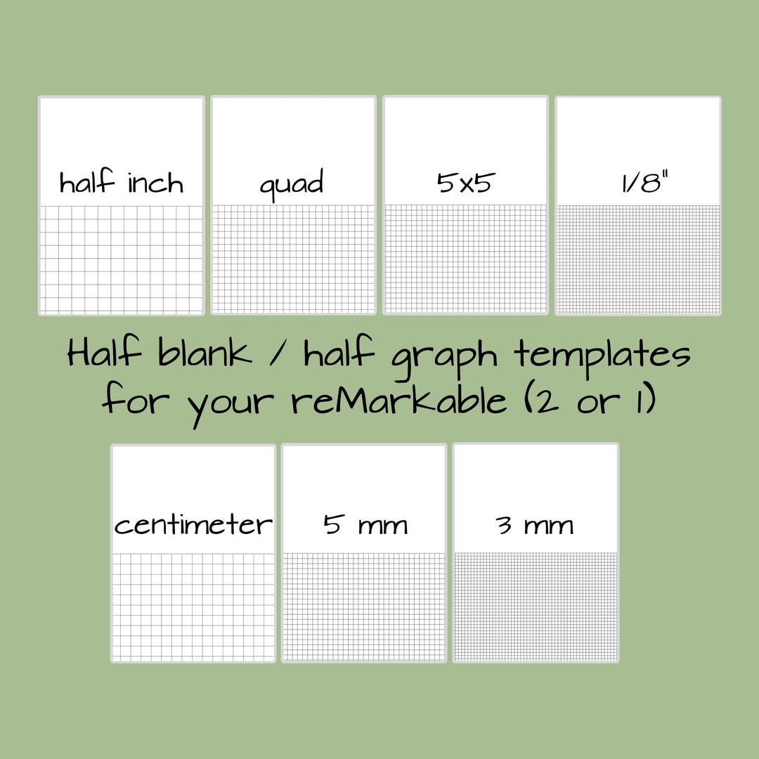 Half Blank Half Graph Template Bundle for Remarkable, 7 Sizes Precision ...