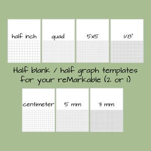 Half Blank Half Graph Template Bundle for Remarkable, 7 Sizes Precision ...