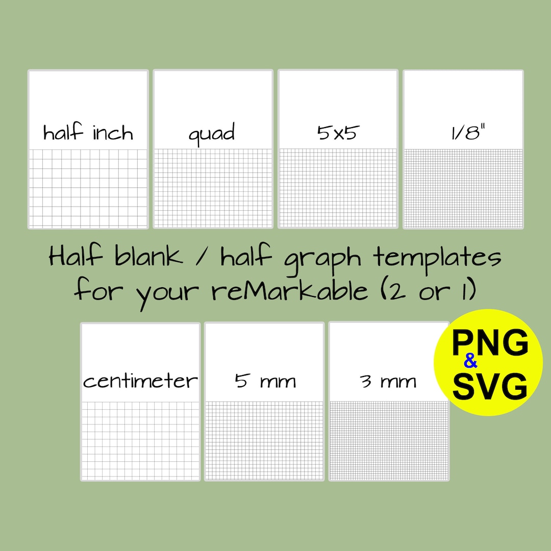 Half Blank Half Graph Templates Bundle for Remarkable 7 Sizes - Etsy