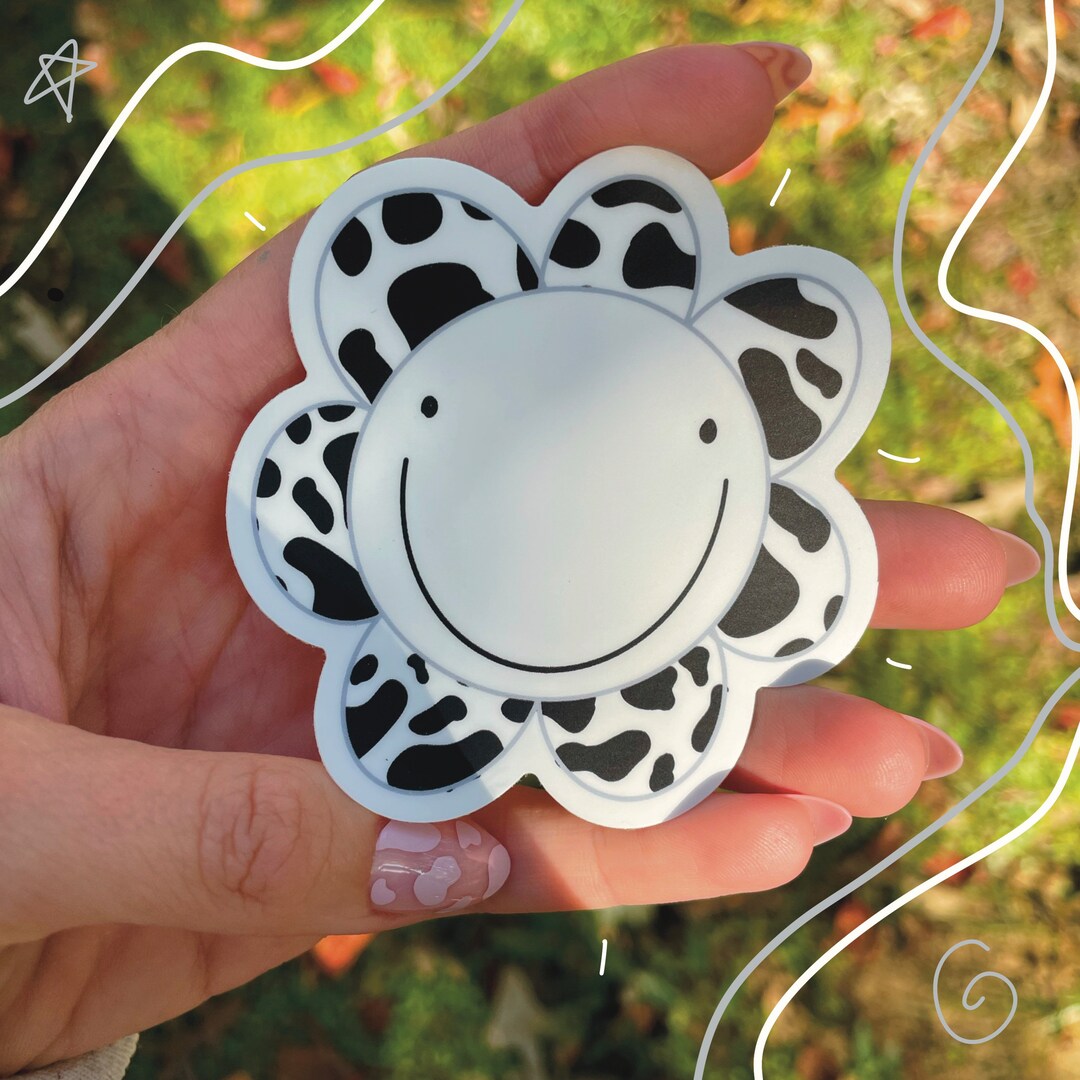 Flower Sticker, Cow Print Sticker, Moo Sticker, Cute Flower Sticker ...