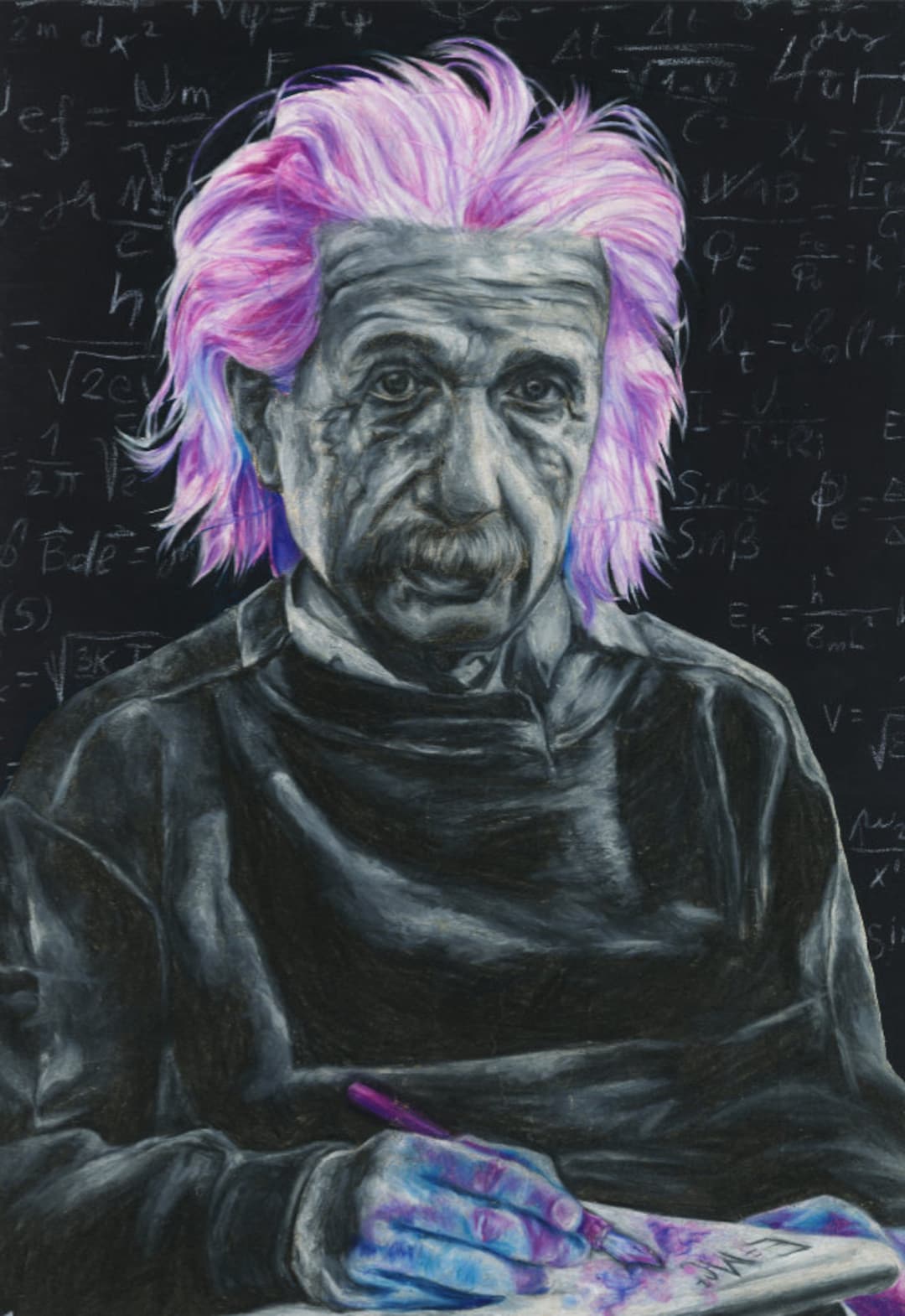 Albert Einstein Colored Pencil Printed Copy, Artwork 11x17 In ...