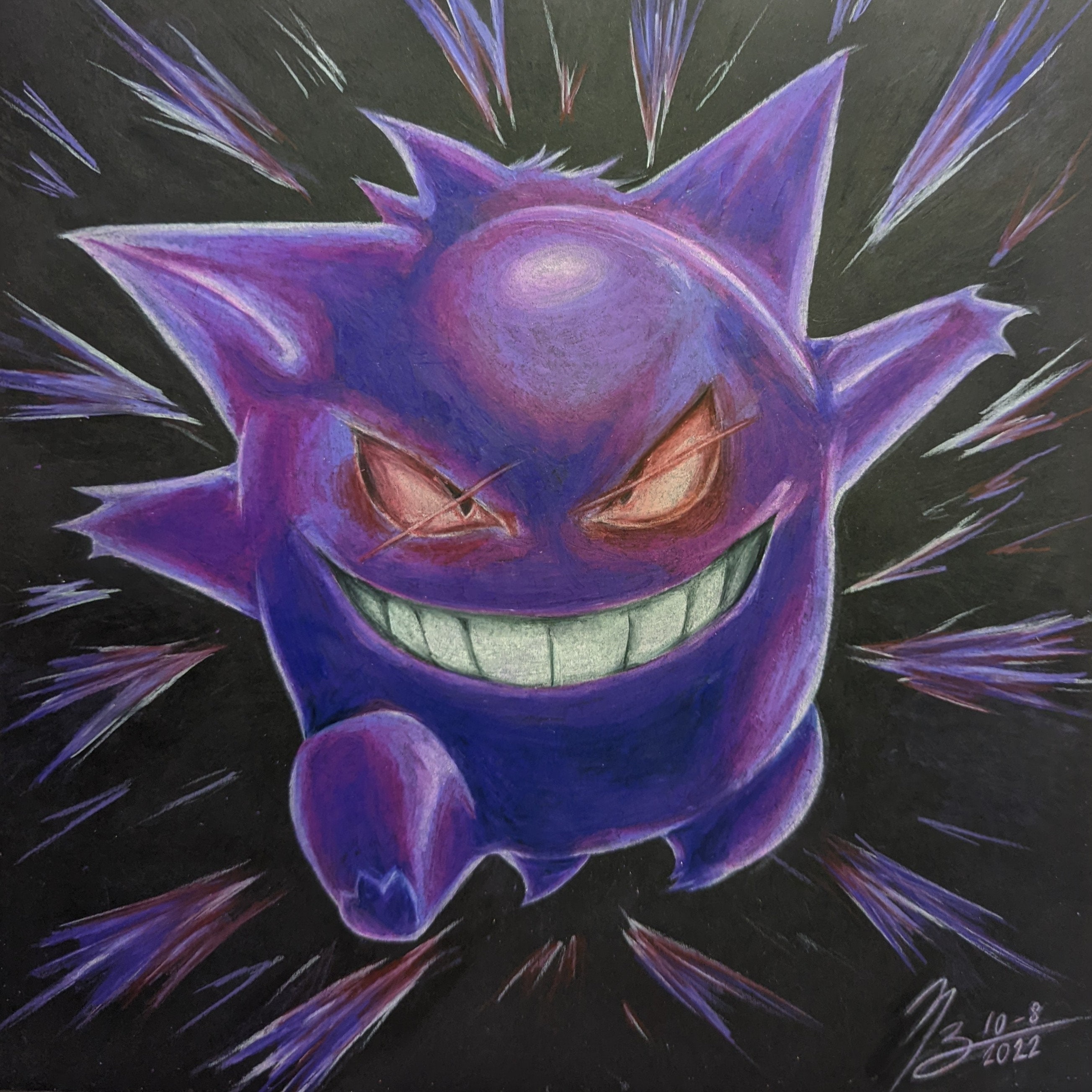 Gengar Colored Pencil, Artwork 12x12 In., Black Cardstock, Pokemon Wall ...