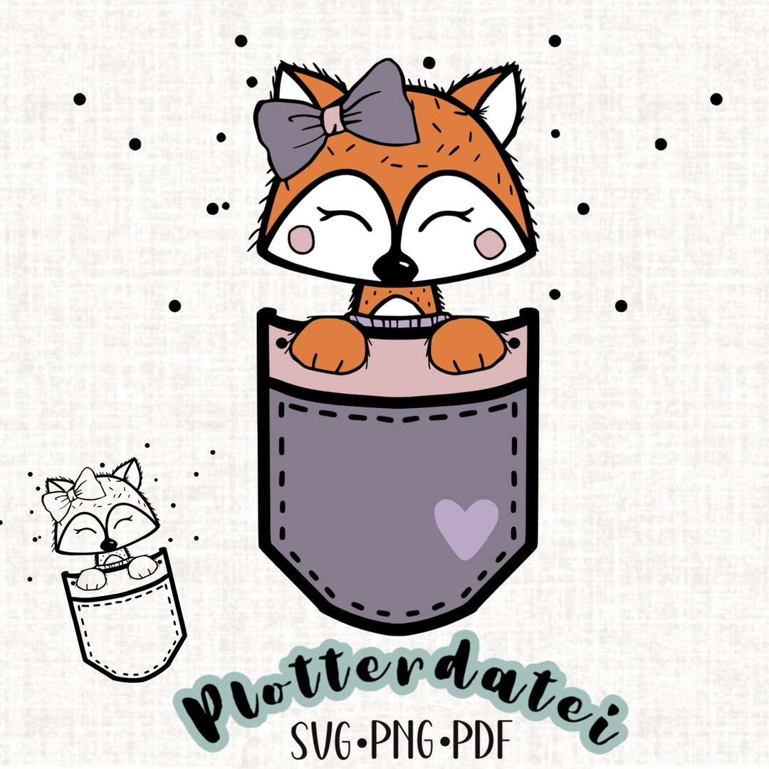 Plotterdatei Fuchs Fuchsmädchen in Tasche Brusttasche, SVG Sublimation - Etsy.de