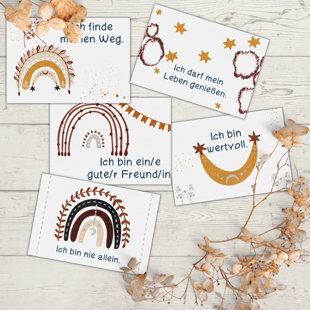 Buy Affirmation Cards in Boho Look Set of 20 Cards for Instant Download ...