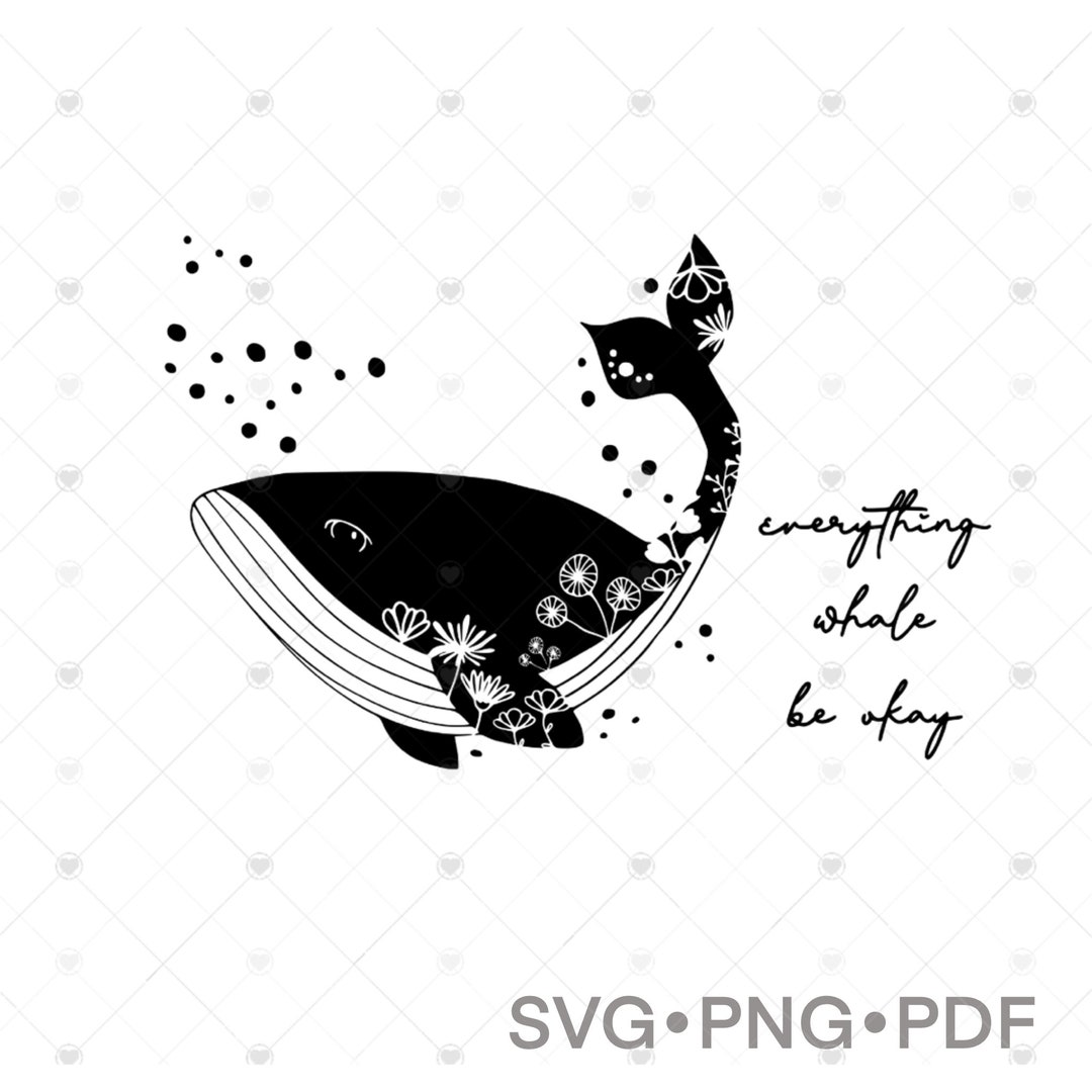 Plotterdatei Wal mit floralen Elementen maritim - Etsy.de