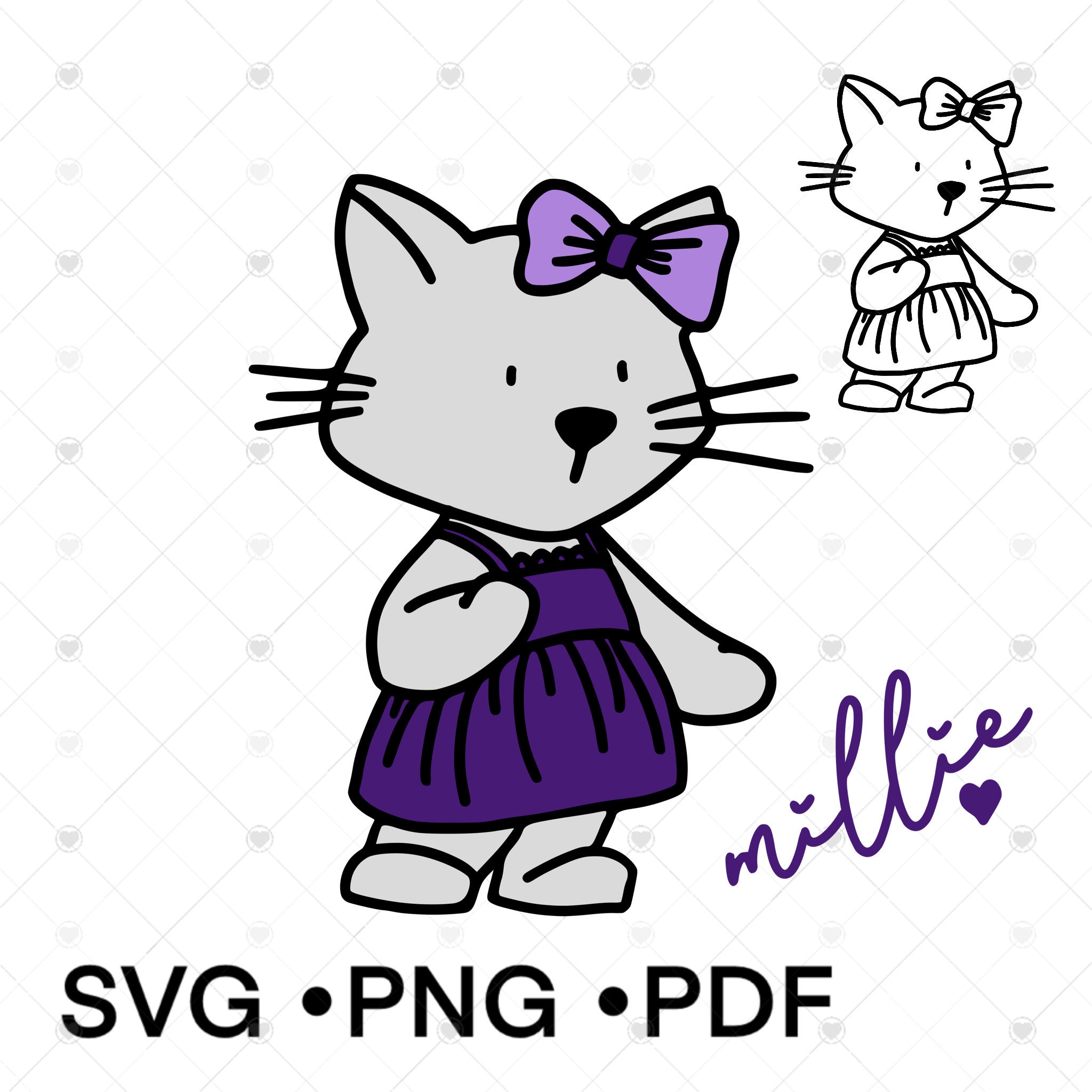 Plotter File Cat Millie, Clipart for Children in 3 File Formats - Etsy ...