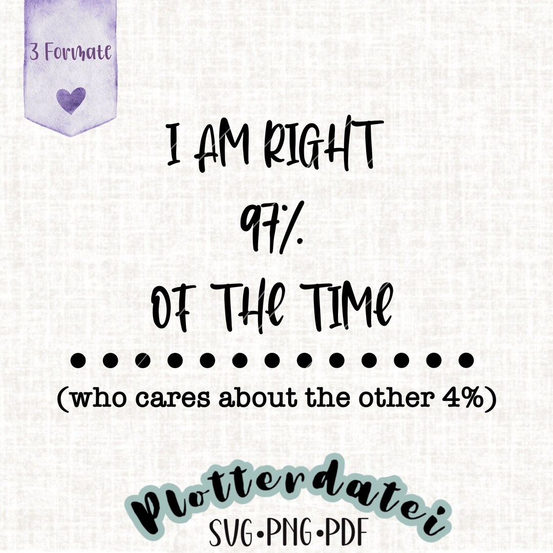 Plotter File I Am Right 97 % of the Time, Funny, Humor SVG, PNG, PDF ...