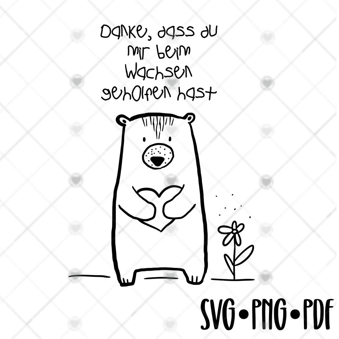 Danke, dass Du uns beim Wachsen geholfen hast Bär mit Herz Plotterdatei - Etsy Schweiz