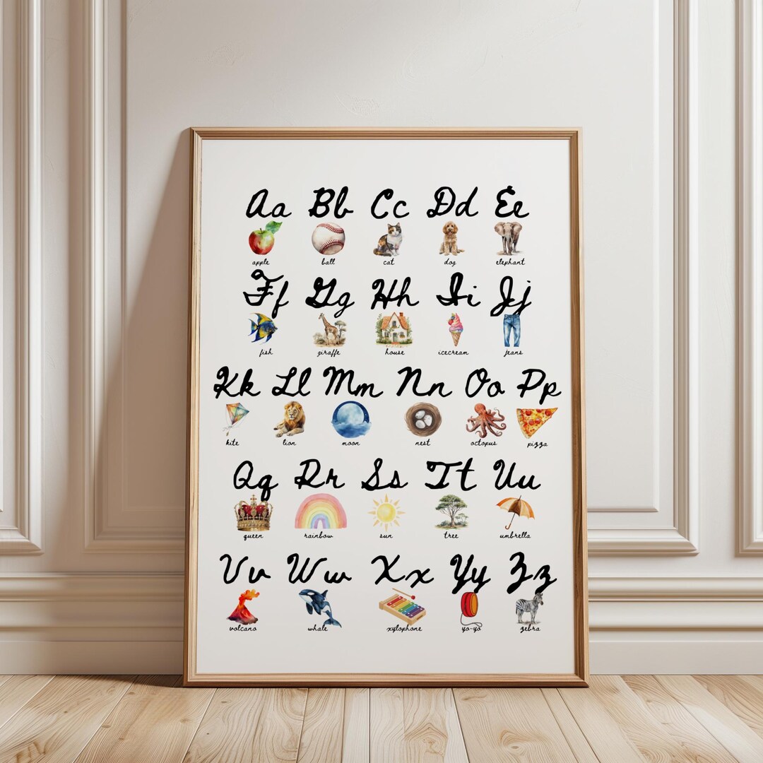 Watercolor Alphabet Poster: Baby Nursery Abcs (digital Download) - Etsy