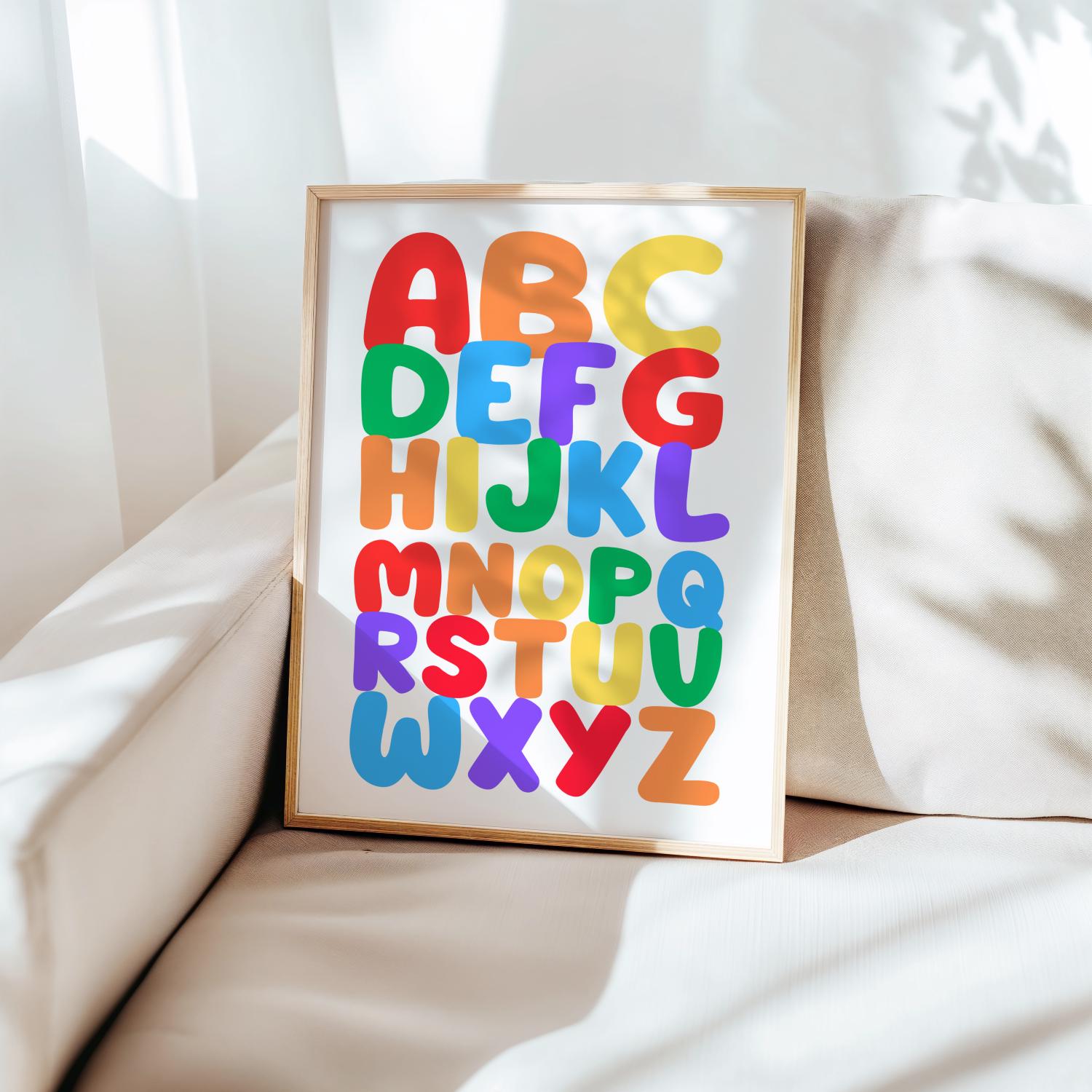 Rainbow Alphabet Nursery Poster: Educational ABC Wall Art (digital ...