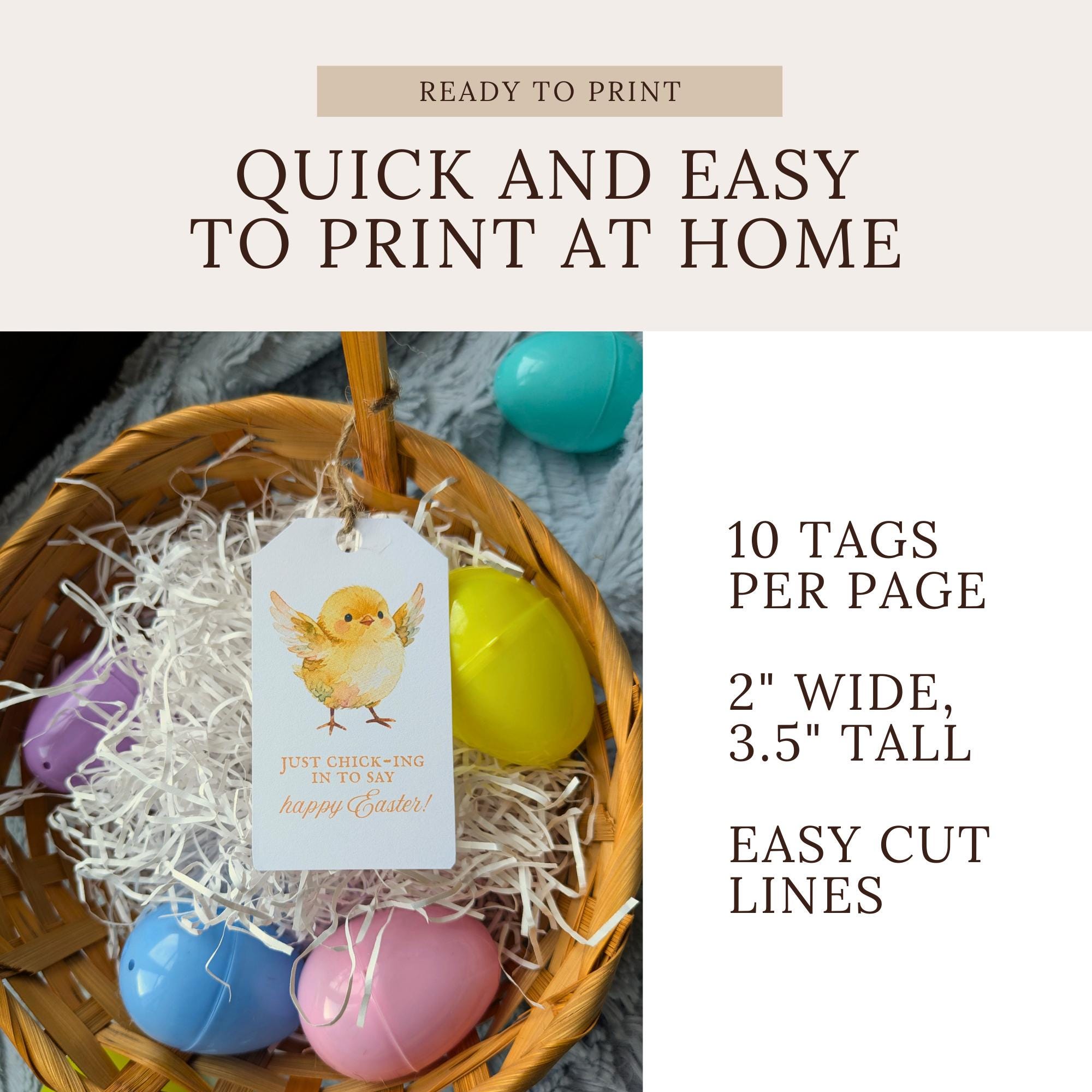 Printable Easter Chick Name Tag for Egg Basket, 2x3.5" Gift Tags, Kids ...