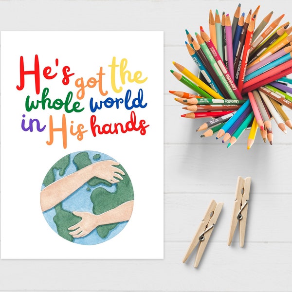 Hes Got the Whole World in His Hands Poster - Etsy