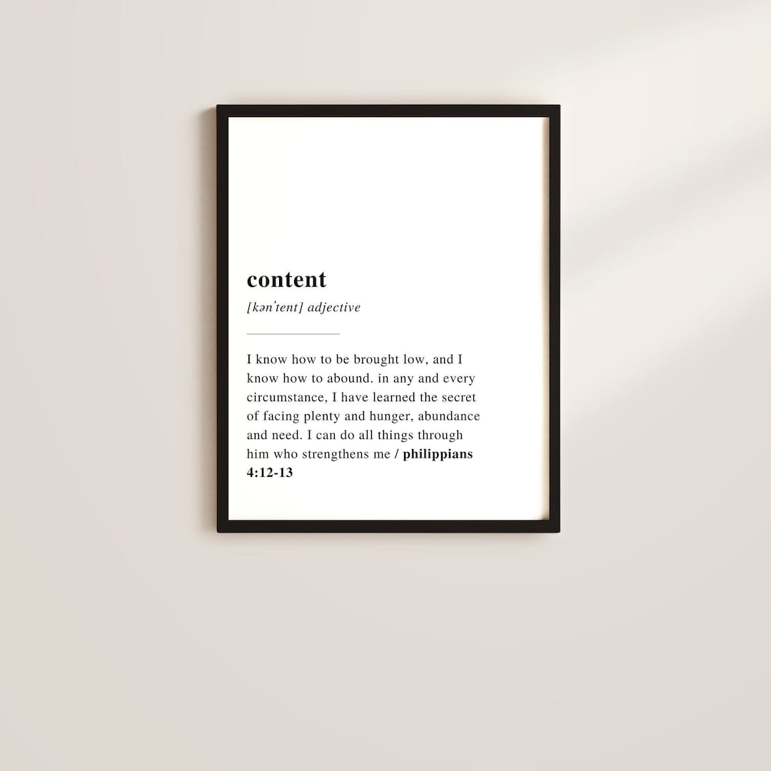 Content Definition Print Scripture Wall Art Religious - Etsy
