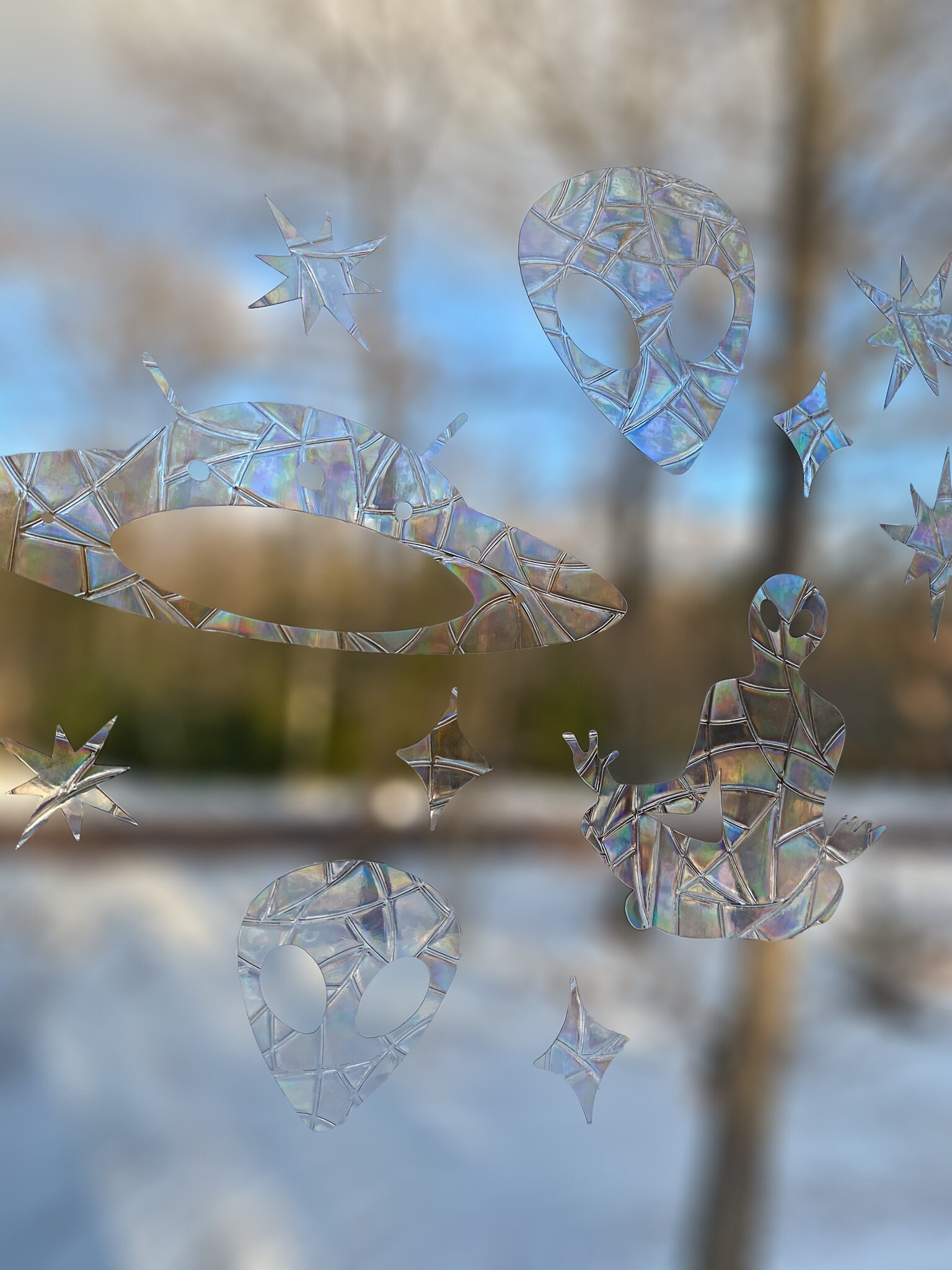 Alien Window Cling, Set of 21, Stop Bird Strikes, Rainbow Maker Prism ...