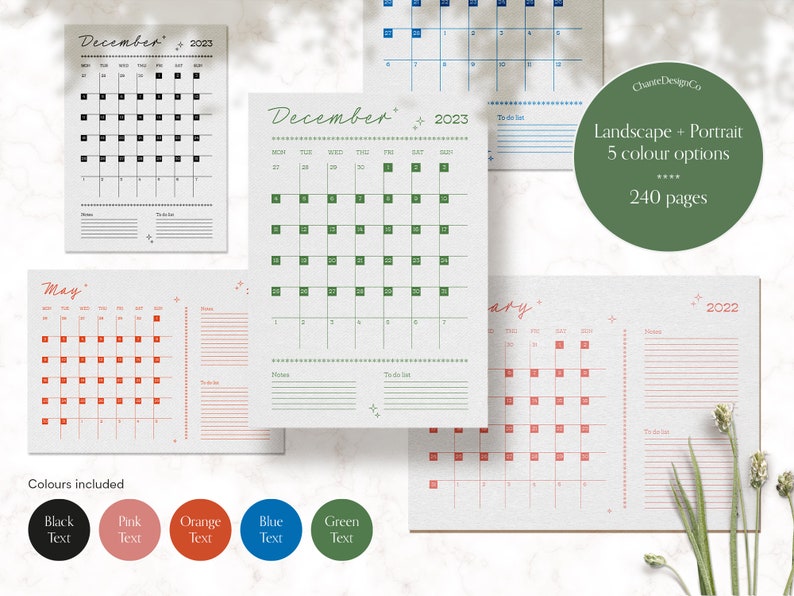 Printable 2022 2023 Monthly Calendar Planner Free - Etsy UK