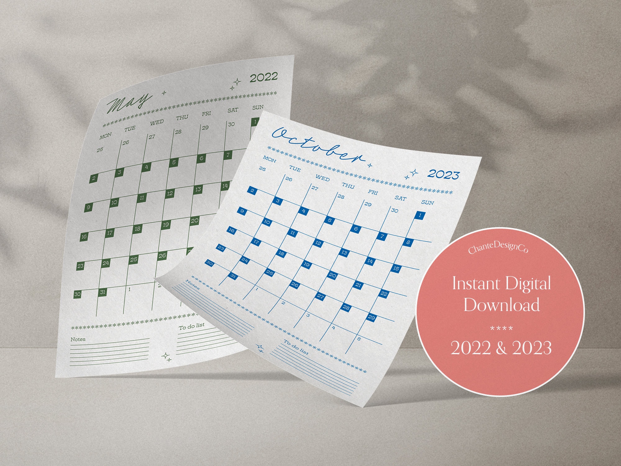 Printable 2022 2023 Monthly Calendar Planner Free - Etsy UK