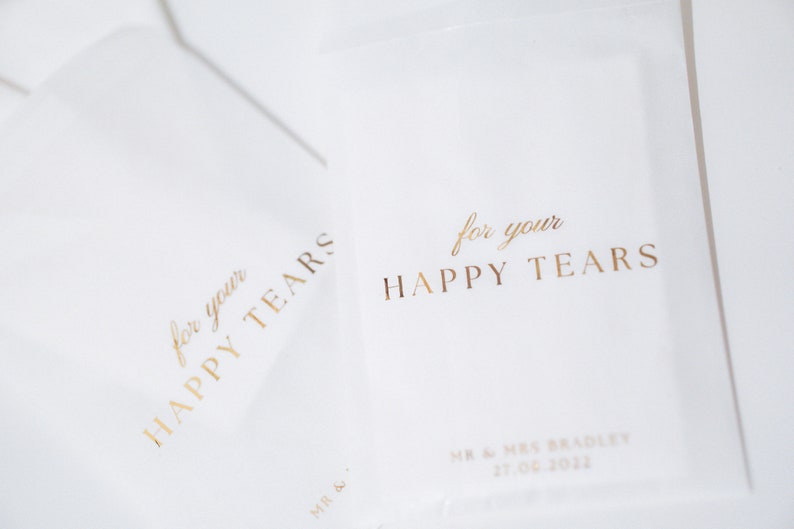 For Your Happy Tears | Tissue Packets | Personalised Tissue Bags - Etsy