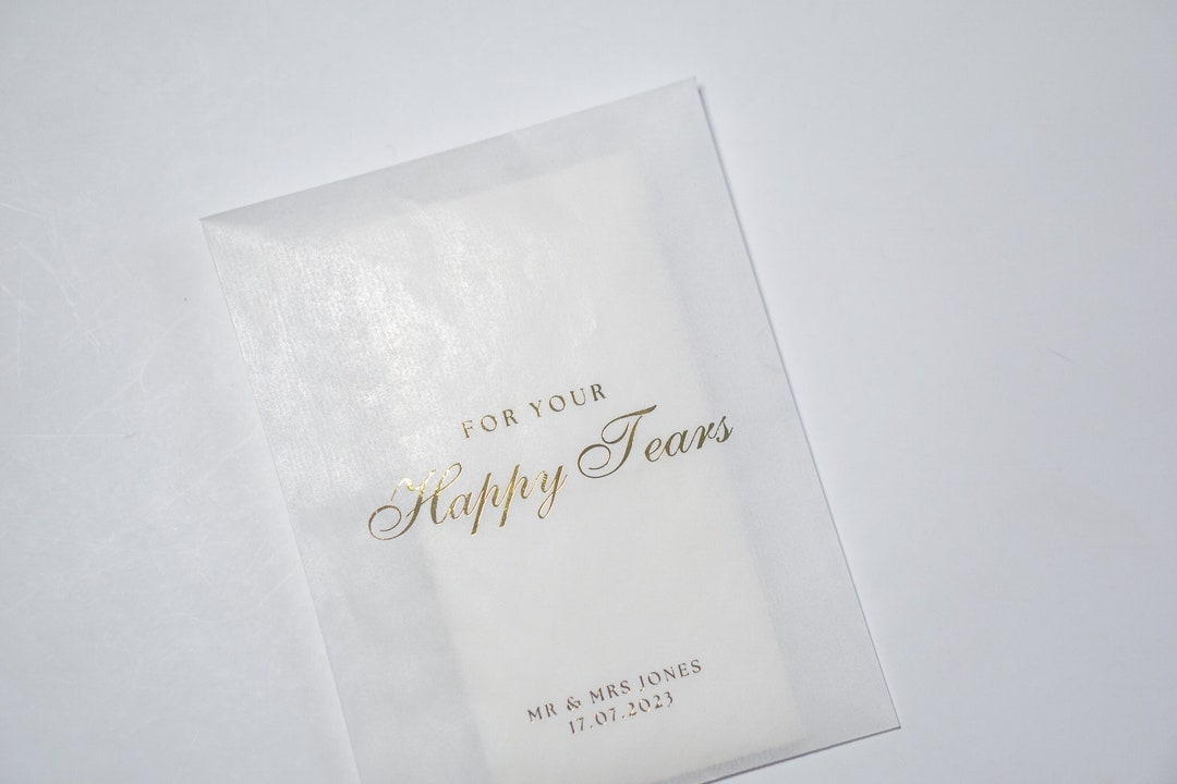 For Your Happy Tears Tissue Packets Personalised Tissue Bags Wedding ...