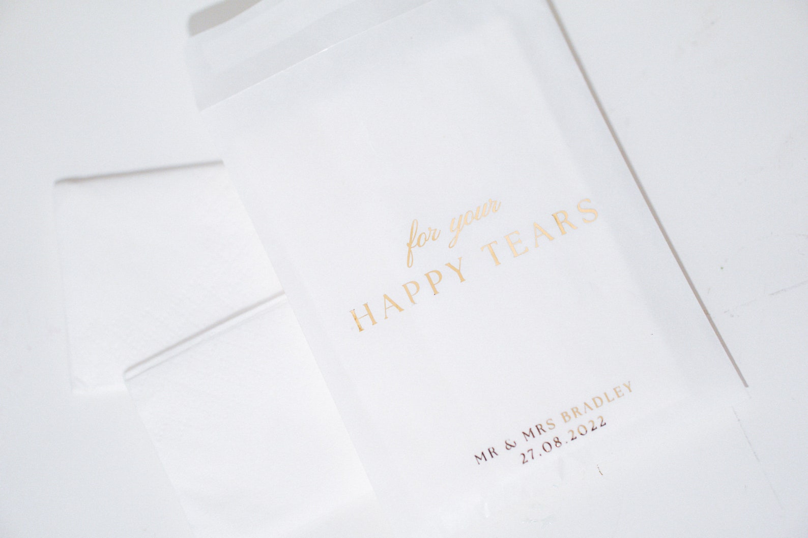 For Your Happy Tears | Tissue Packets | Personalised Tissue Bags - Etsy