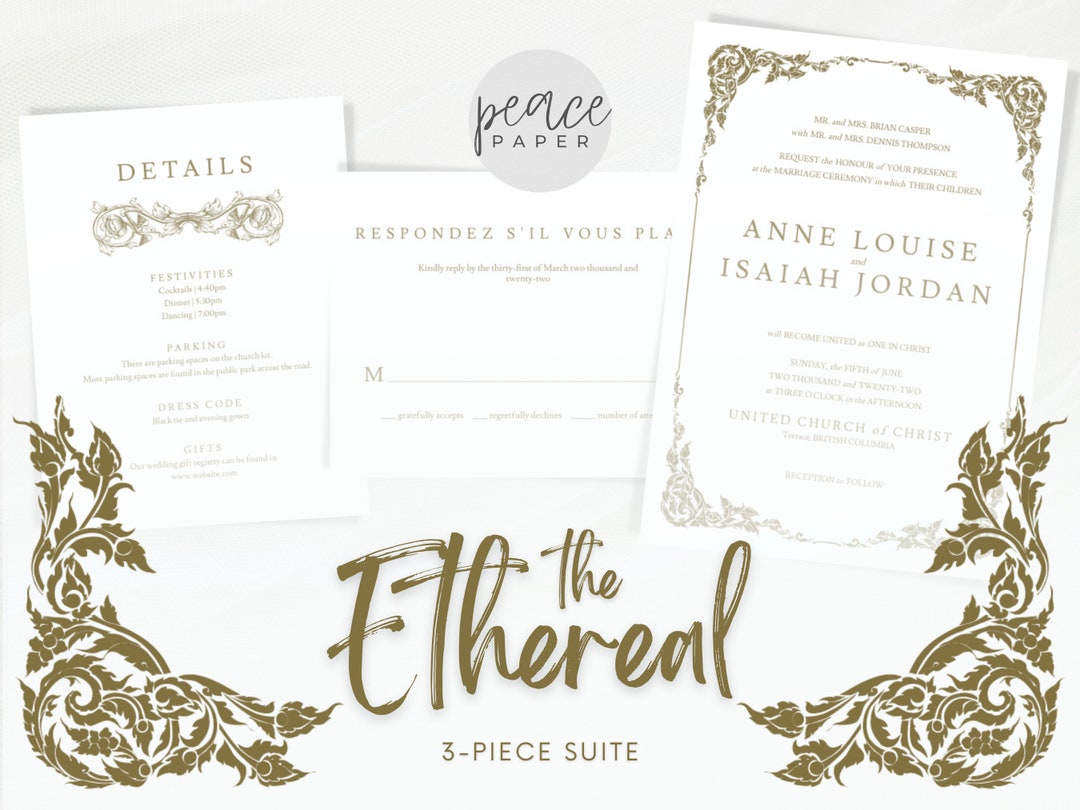 Ethereal Church Wedding Invitation Suite, Rsvp, Printable Invite ...