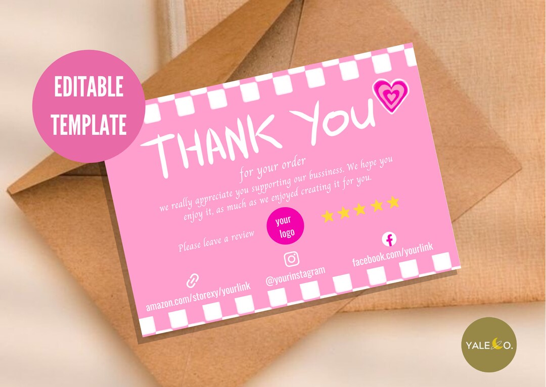 Poshmark Thank You Cards, Etsy Thank You Note Printable, Business Thank ...