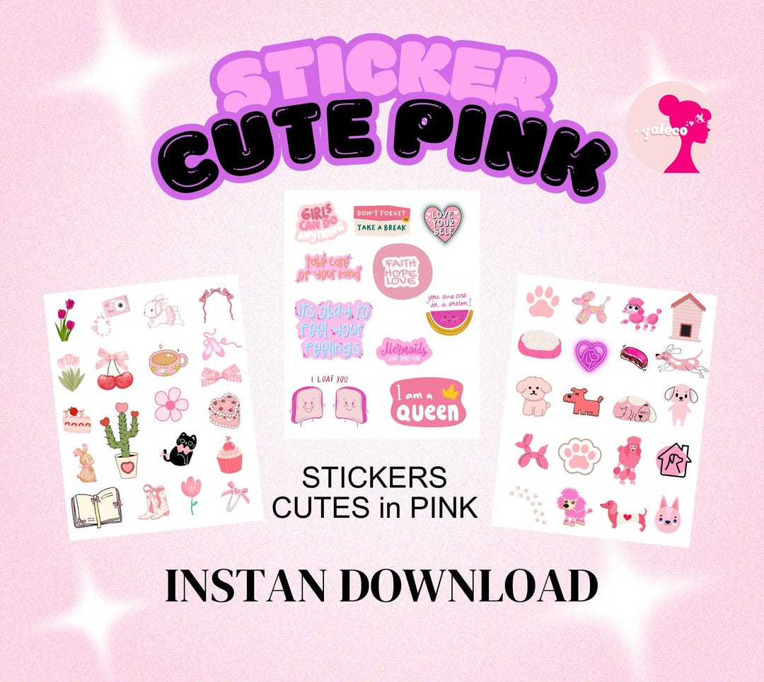 Cute Pink Printable Stickers Png, Inspirational Sticker Png, Print and ...