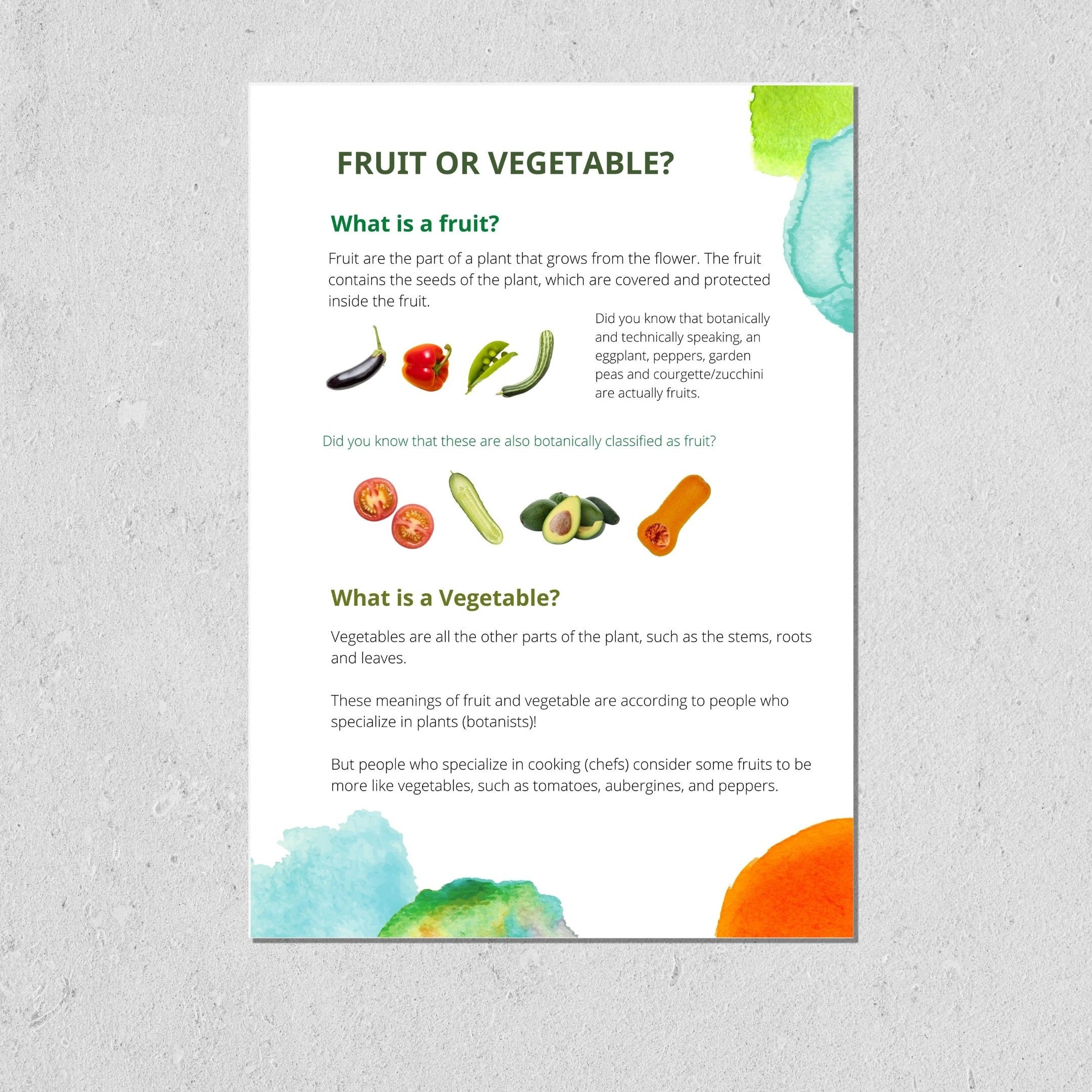 Fruit & Vegetable Education Printable · Homeschool Resources ...