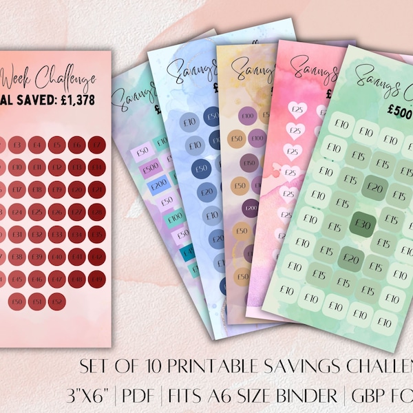 Money Savings Trackers, A6 Savings Trackers, Money Savings Challenges ...