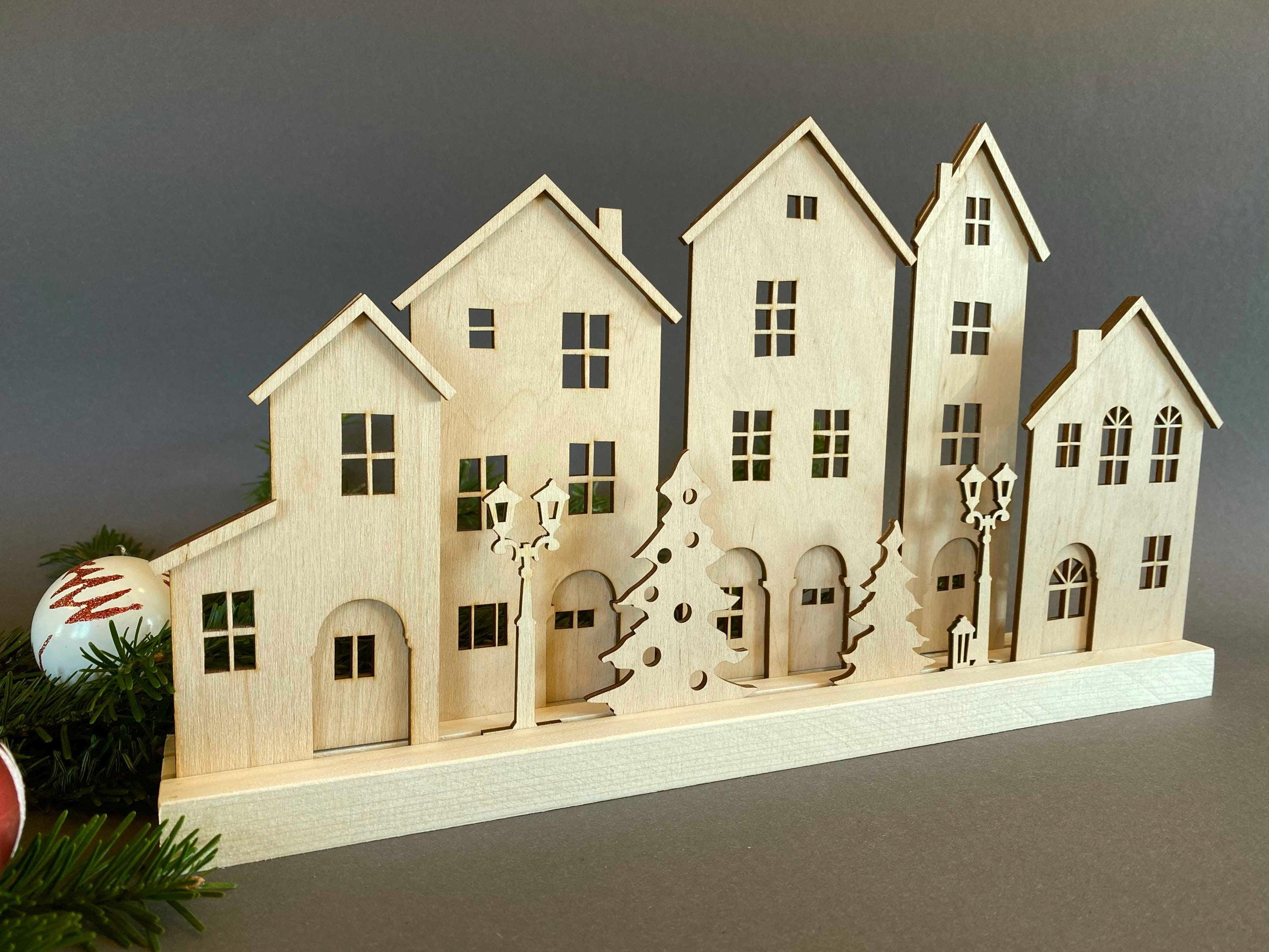 Big Set of Wooden Houses, Christmas Decorations, Room Decoration ...