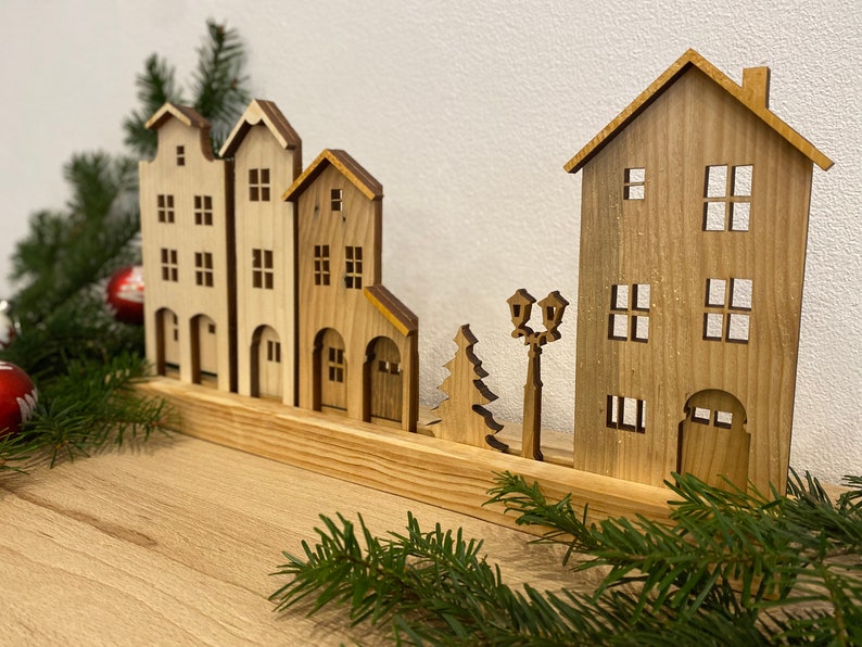 Set of Wooden Houses, Christmas Decorations, Room Decoration - Etsy