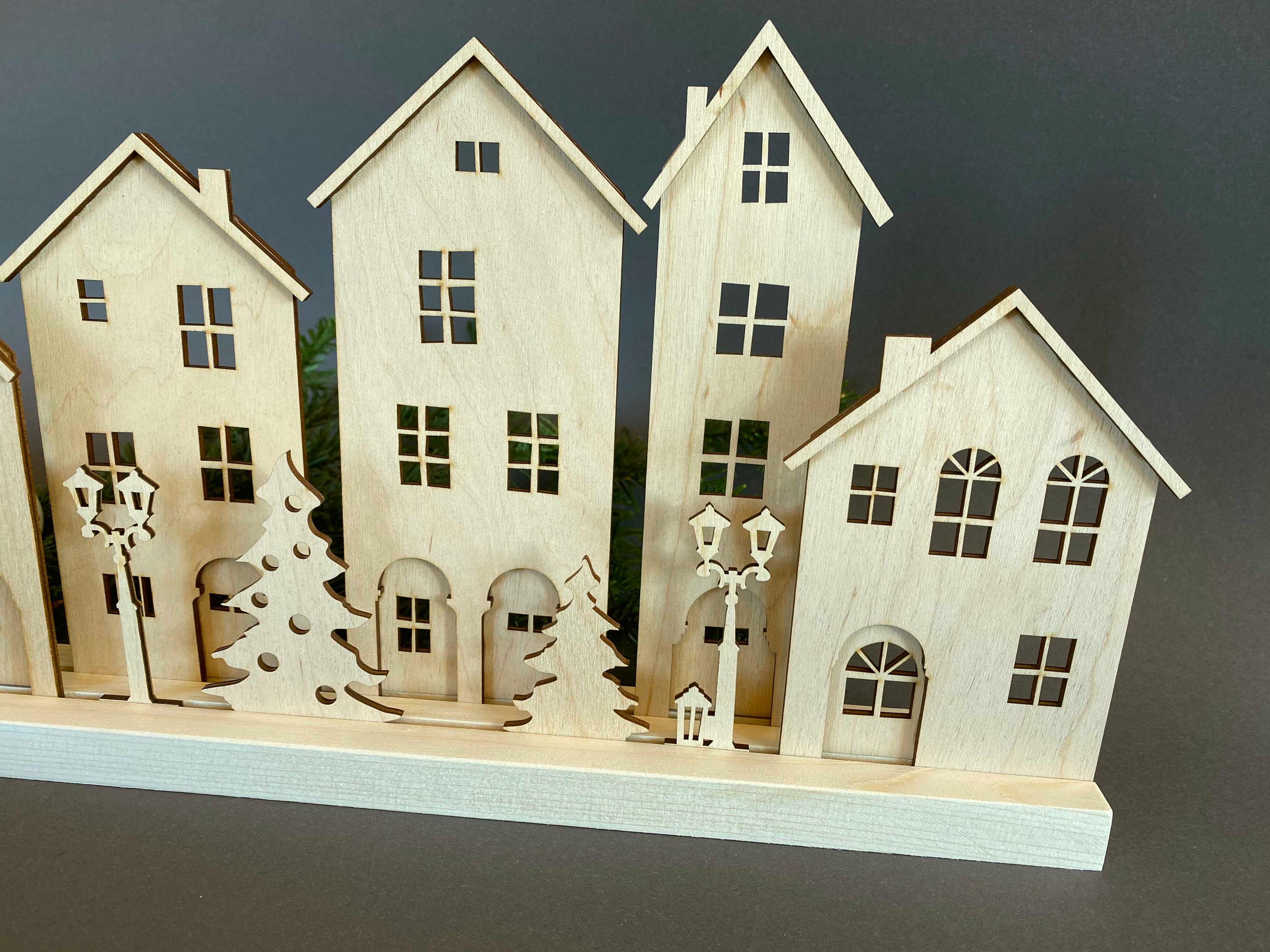 Big Set of Wooden Houses, Christmas Decorations, Room Decoration ...