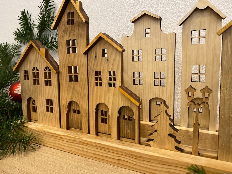 Set of Wooden Houses, Christmas Decorations, Room Decoration - Etsy