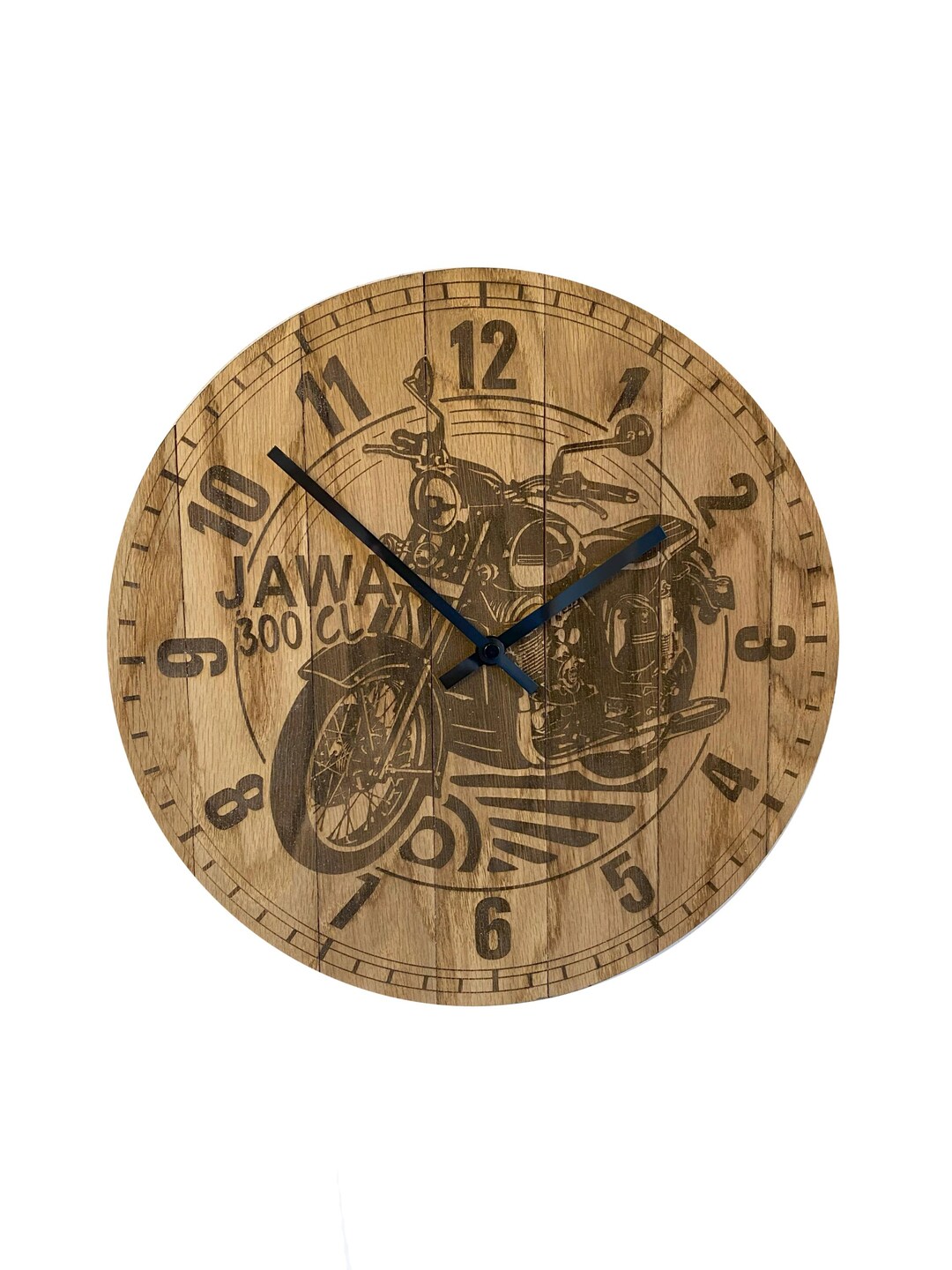 Jawa 300 CL Clock, Wooden Wall Clock, Oak Clock, Old Wall Clock, Round ...