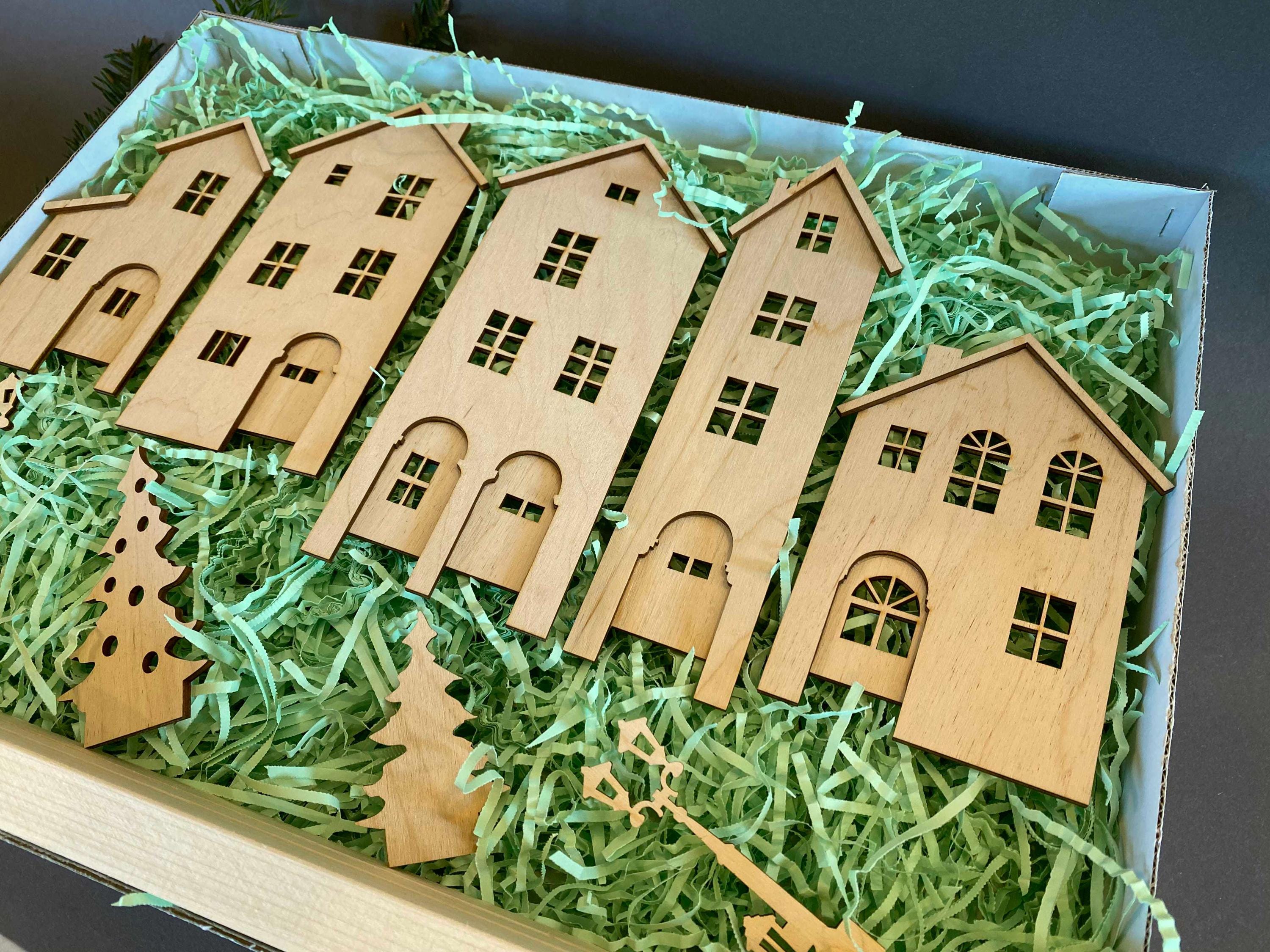 Big Set of Wooden Houses, Christmas Decorations, Room Decoration ...